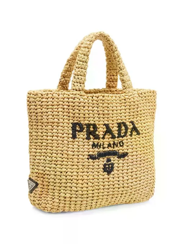 Prada Crochet Raffia Tote Bag
