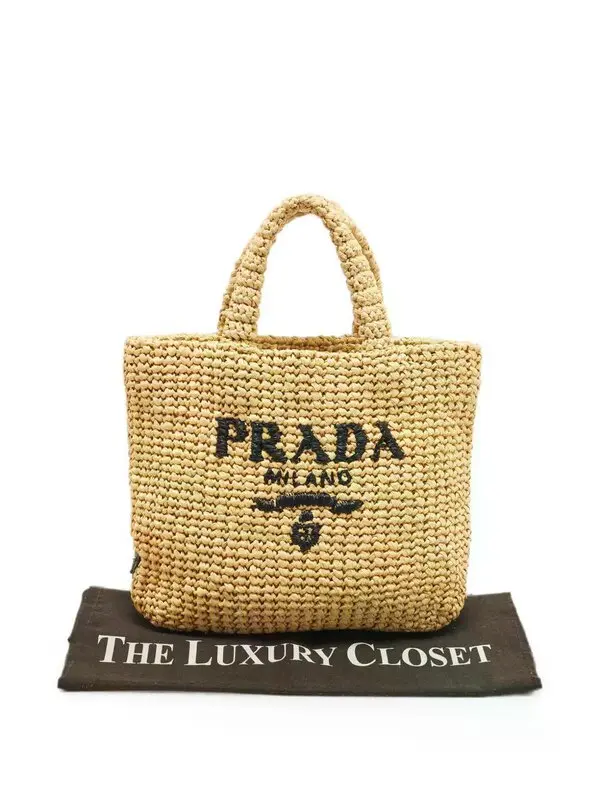 Prada Crochet Raffia Tote Bag