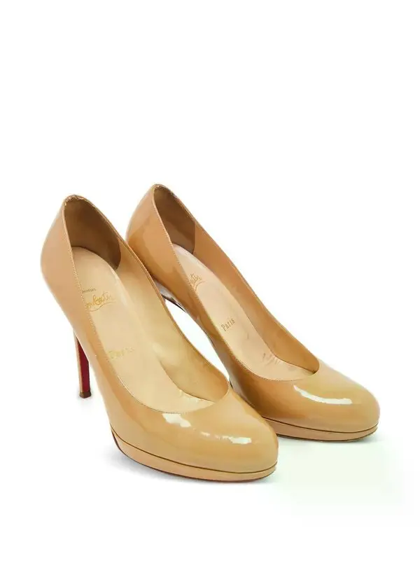 CHRISTIAN LOUBOUTIN Patent Leather Platform Pumps - Neutrals