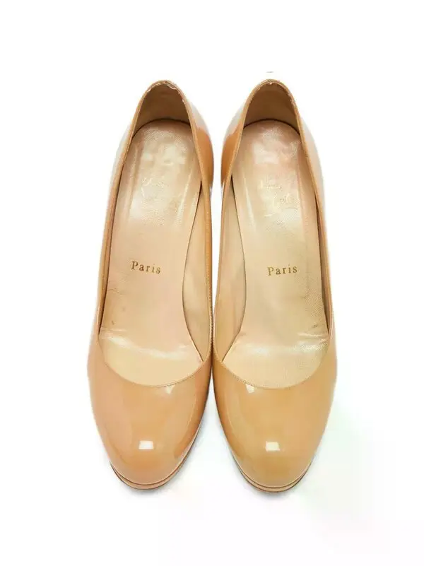 CHRISTIAN LOUBOUTIN Patent Leather Platform Pumps - Neutrals