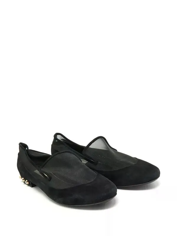 Balenciaga Mesh Studded Flat Pumps - Black