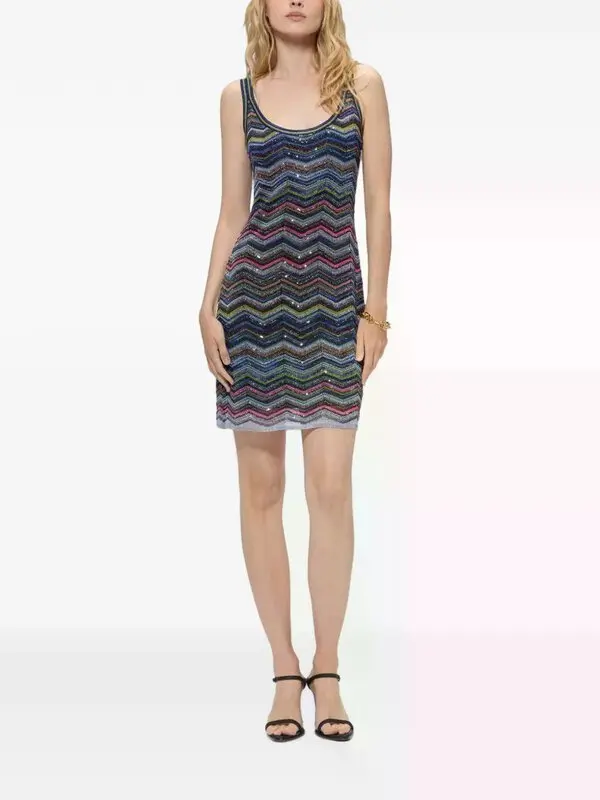 Missoni Chevron Knit Mini Dress With Sequins