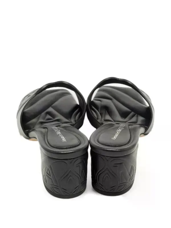 Alexander McQueen Seal Logo Embossed Block Heel Sandals