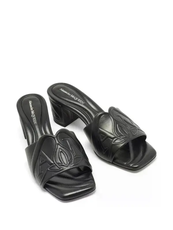 Alexander McQueen Seal Logo Embossed Block Heel Sandals
