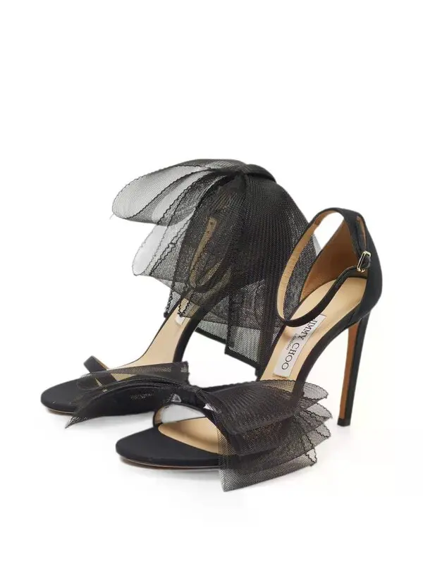 JIMMY CHOO Mesh Bow Detail Stiletto Sandals