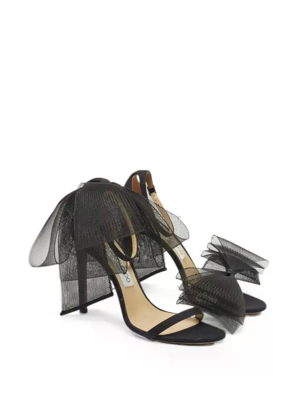 JIMMY CHOO Mesh Bow Detail Stiletto Sandals