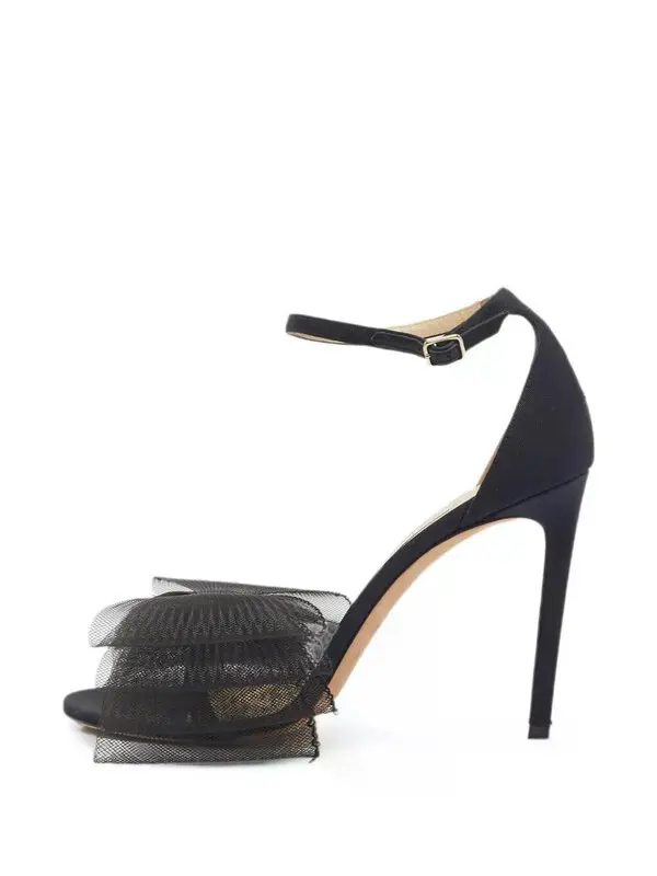 JIMMY CHOO Mesh Bow Detail Stiletto Sandals - Black