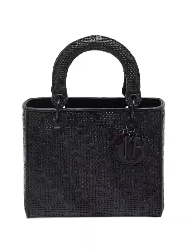 Dior Lady Woven Tote Bag - Black