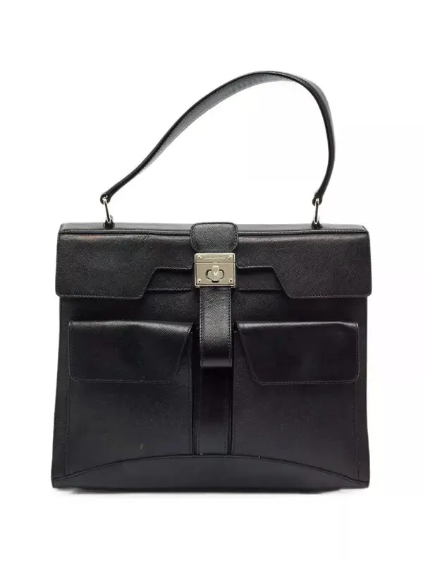 Gianfranco Ferre Saffiano Leather Turn-lock Handbag