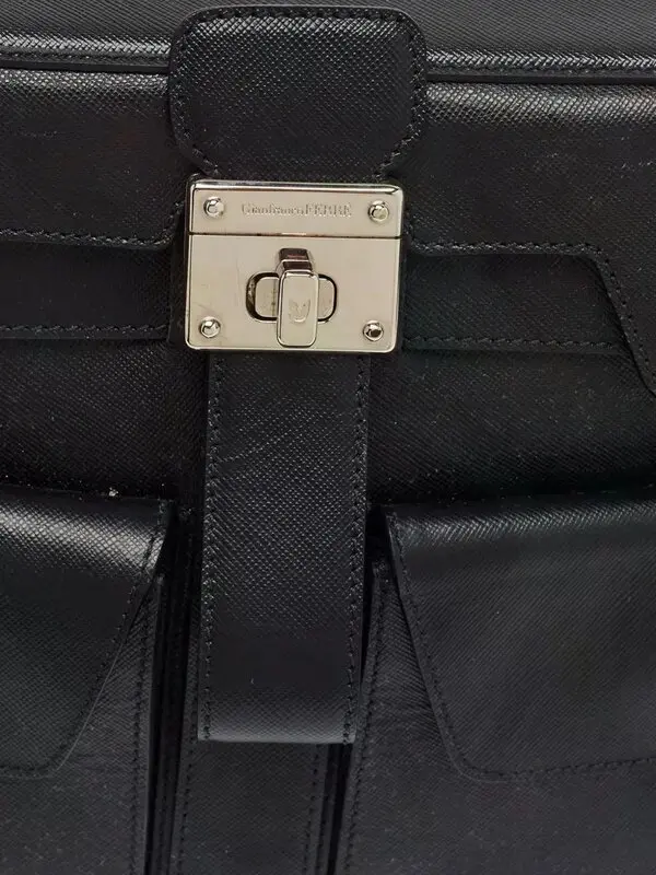 Gianfranco Ferre Saffiano Leather Turn-lock Handbag