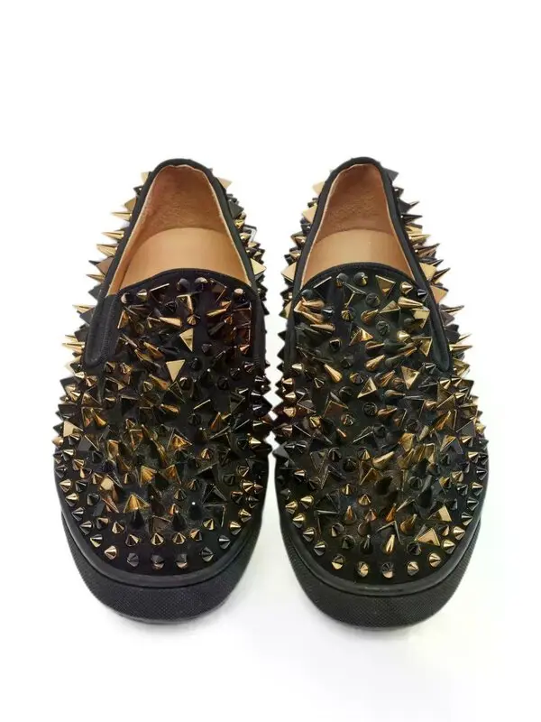 CHRISTIAN LOUBOUTIN Pik Boat Suede Spiked Slip-on Sneakers