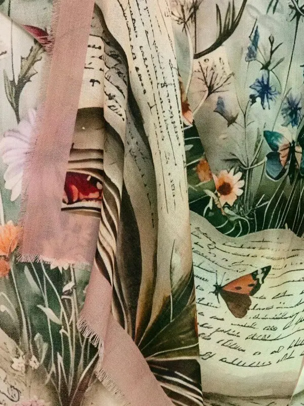 D'ANIELLO Floral-print Butterfly Scarf