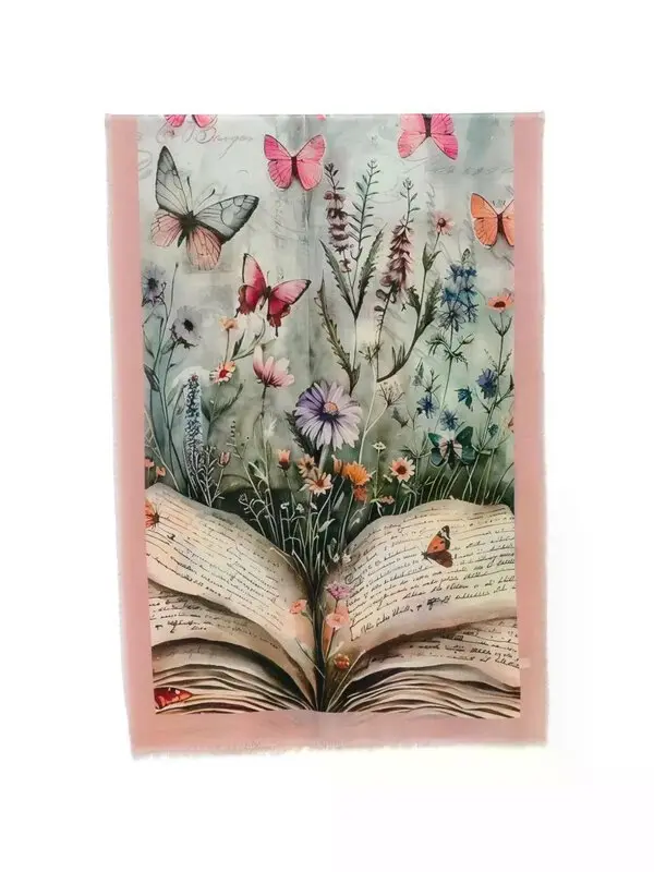 D'ANIELLO Floral-print Butterfly Scarf - Neutrals