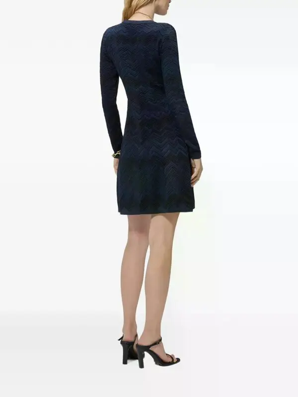 Missoni Zig Zag Viscose And Wool Crewneck Dress
