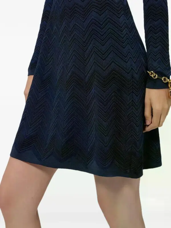 Missoni Zig Zag Viscose And Wool Crewneck Dress