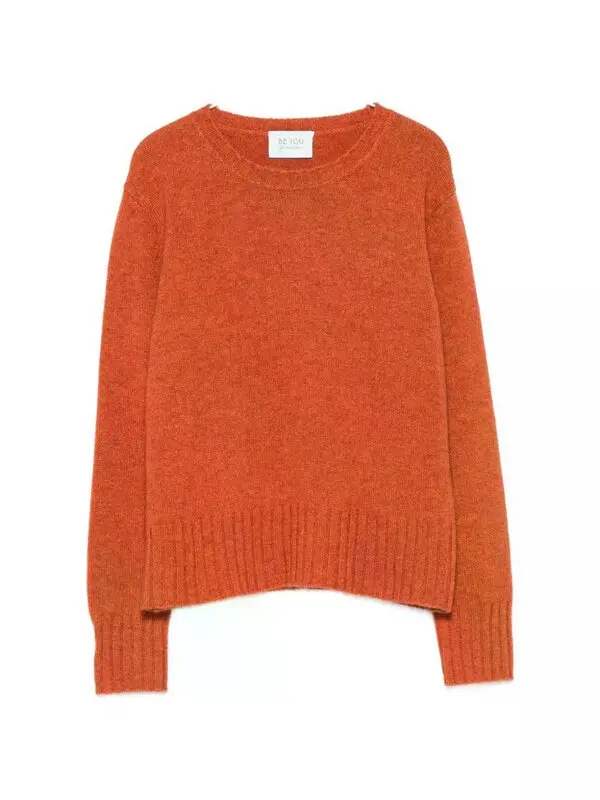 BEYOU Ribbed-trim Crew Neck Sweater