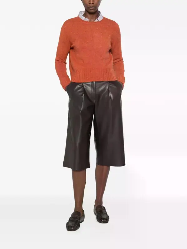 BEYOU Ribbed-trim Crew Neck Sweater