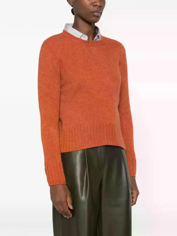 BEYOU Ribbed-trim Crew Neck Sweater