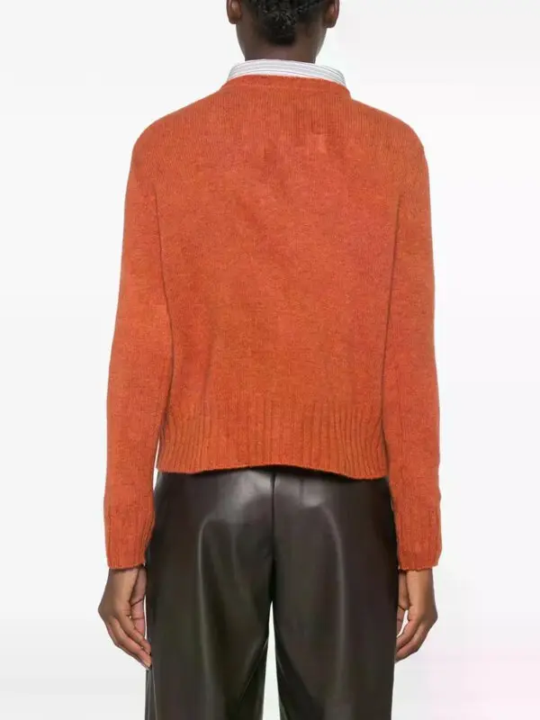 BEYOU Ribbed-trim Crew Neck Sweater