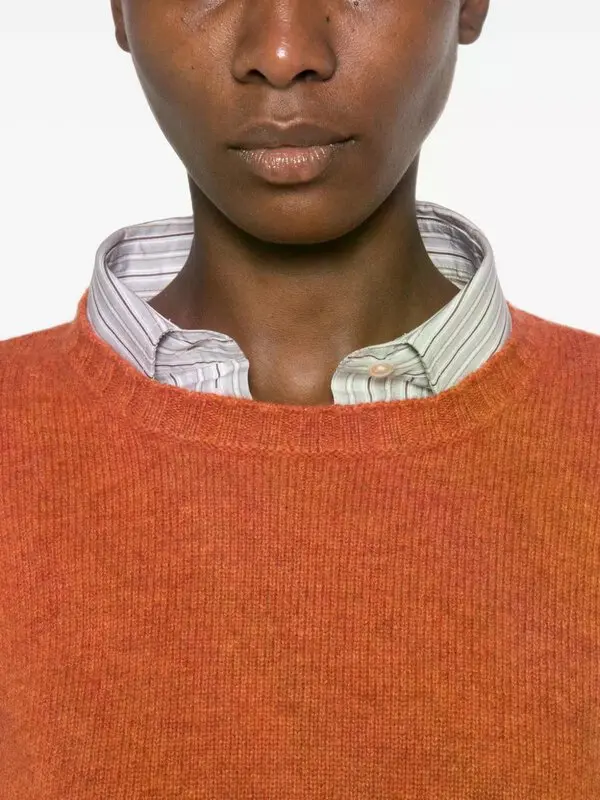 BEYOU Ribbed-trim Crew Neck Sweater