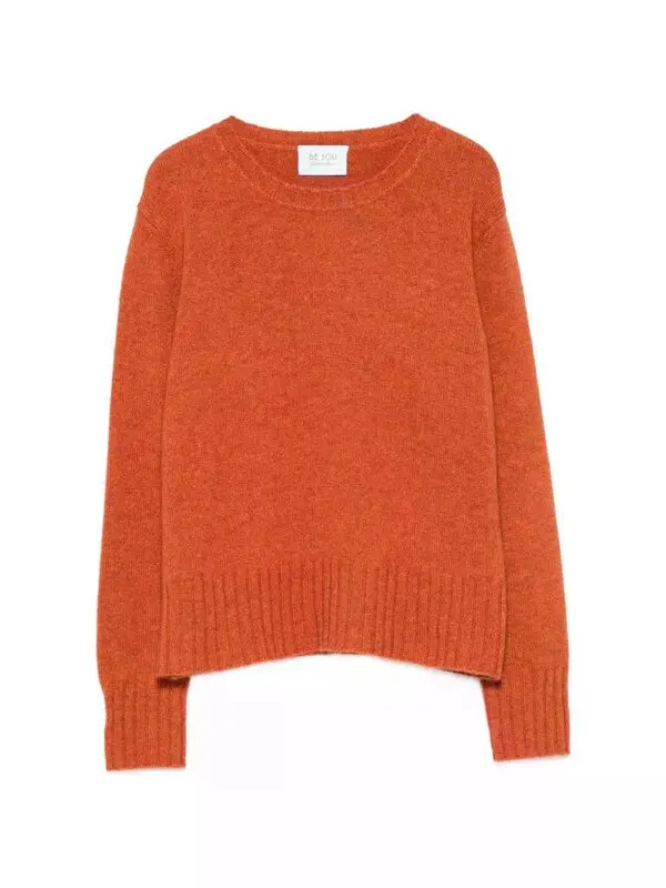 BEYOU Ribbed-trim Crew Neck Sweater