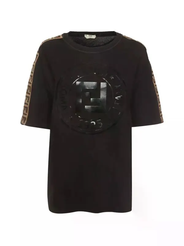 Fendi Logo Print Ff-tape T-shirt - Black
