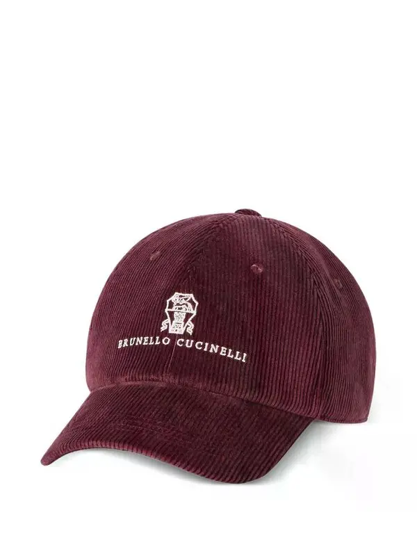 Brunello Cucinelli Comfort Cotton And Cashmere Corduroy Baseball Cap With Embroidered Logo - Red
