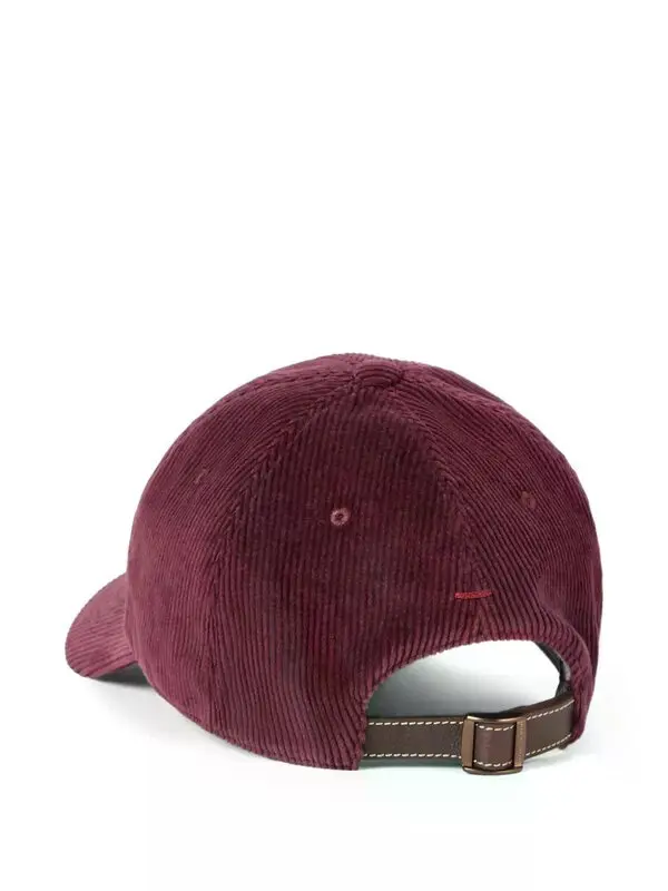 Brunello Cucinelli Cotton And Cashmere Corduroy Baseball Cap With Embroidered Logo - Red