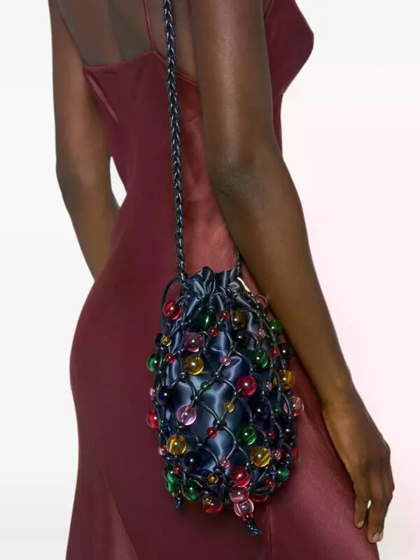 Marina Rinaldi Bead-embellished Drawstring Shoulder Bag