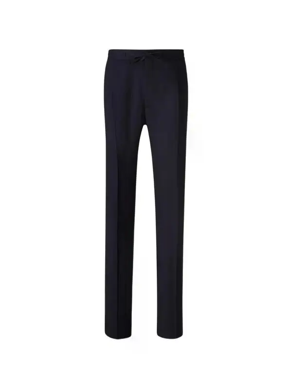 LARDINI Drawstring-waist Pressed-crease Trousers