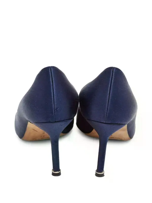 Manolo Blahnik Hangisi Crystal Embellished Satin Pumps