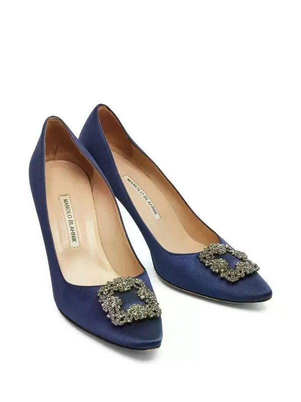 Manolo Blahnik Hangisi Crystal Embellished Satin Pumps