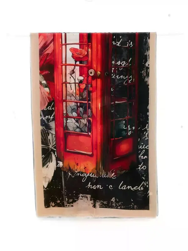 D'ANIELLO Phone-box Print Frayed-edge Scarf