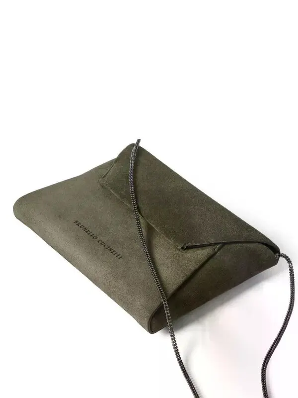Brunello Cucinelli Duo Pochette In Suede With Precious Chain