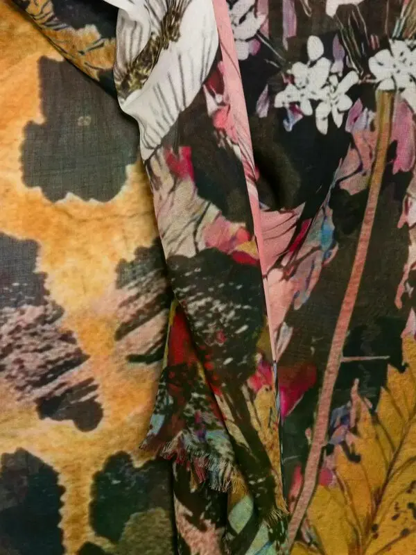 D'ANIELLO Floral-print Leopard-pattern Scarf