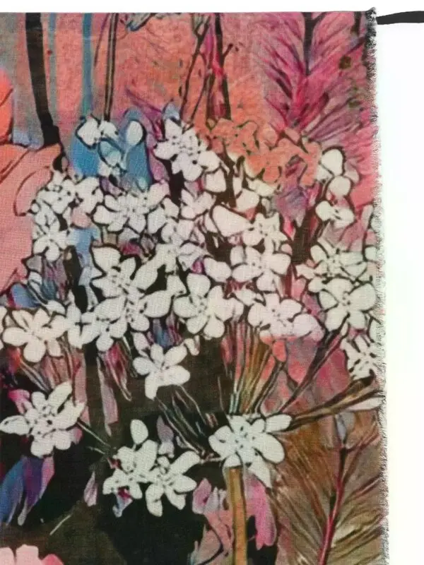 D'ANIELLO Floral-print Leopard-pattern Scarf