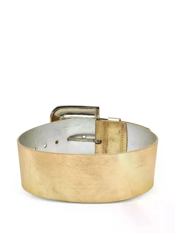Dolce & Gabbana Wide Belt With Textured Buckle - Gold
