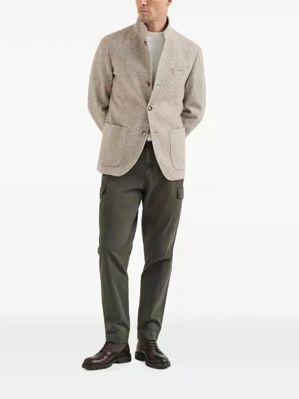 Brunello Cucinelli Peached Cotton Gabardine Trousers With Cargo Pockets
