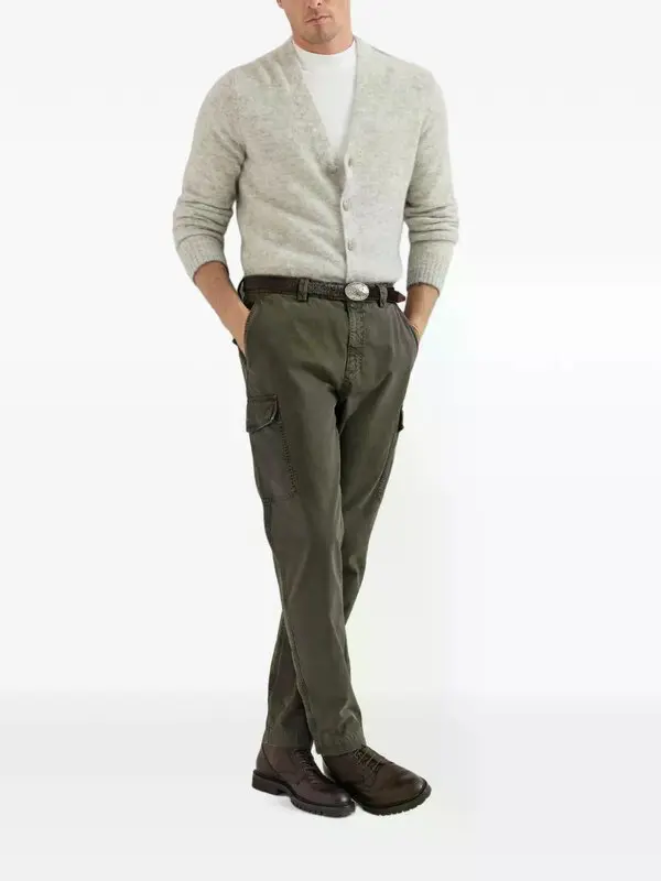 Brunello Cucinelli Peached Cotton Gabardine Trousers With Cargo Pockets