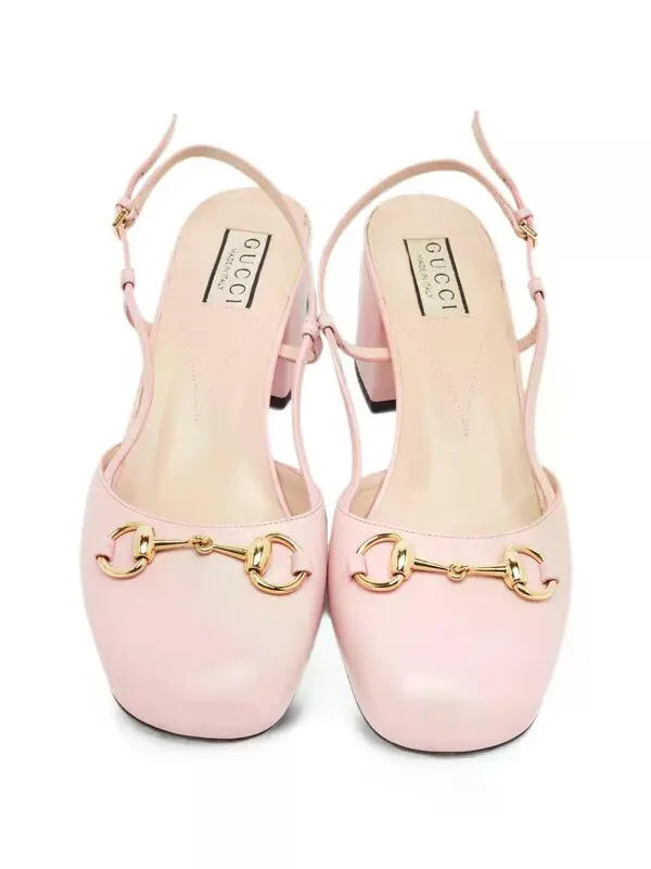 Gucci Horsebit Slingback Leather Pumps