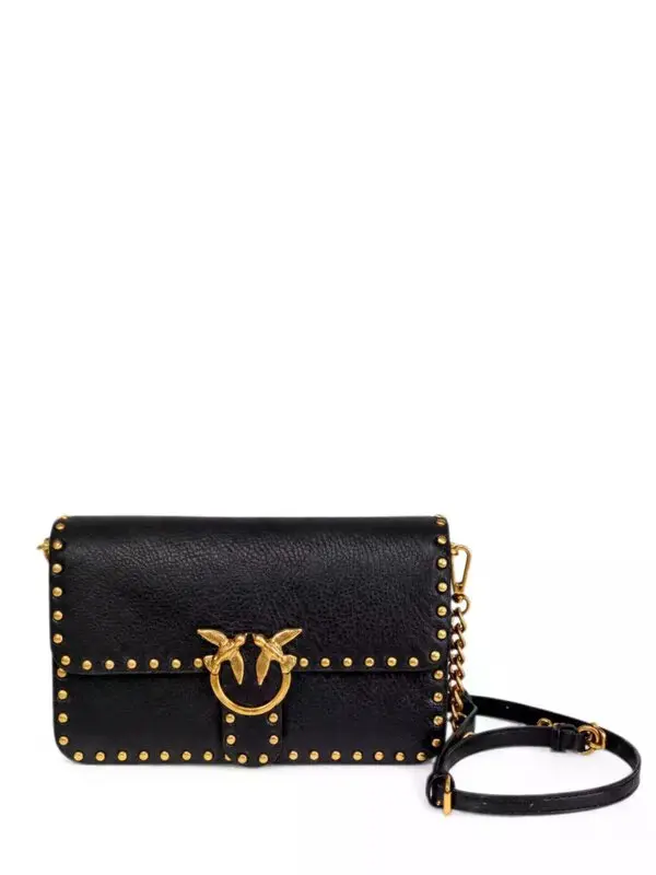 Pinko Love One Studded Leather Crossbody Bag