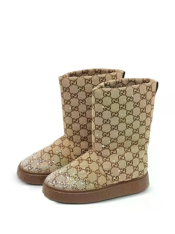 Gucci Microguccissima Crystal Embellished Boots