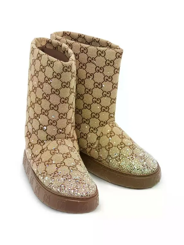 Gucci Microguccissima Crystal Embellished Boots