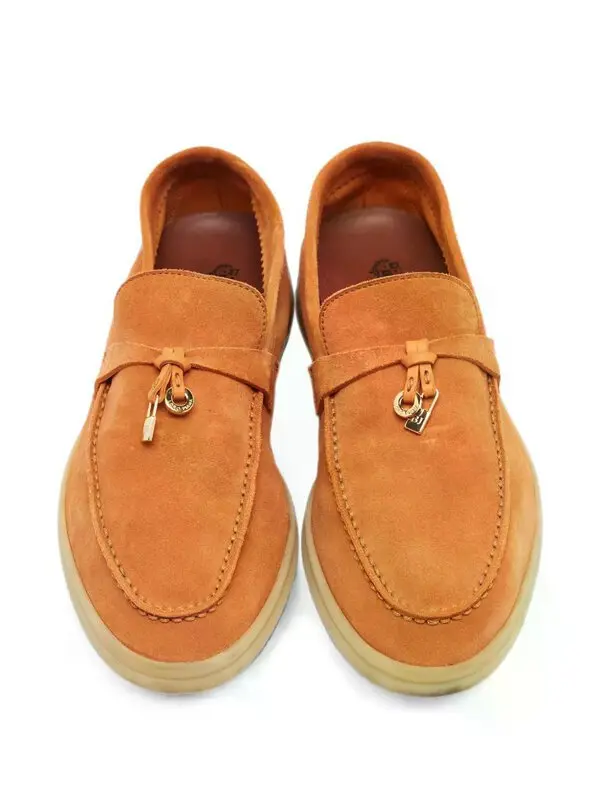 Loro Piana Summer Walk Loafers In Suede - Orange