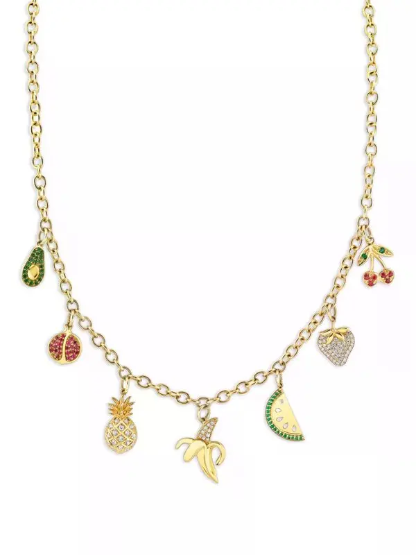 SYDNEY EVAN Multi-gemstone Fruit-charm Necklace - Gold
