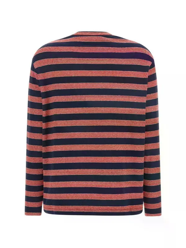 JIL SANDER Striped Embroidered Logo Long Sleeve T-shirt - Blue
