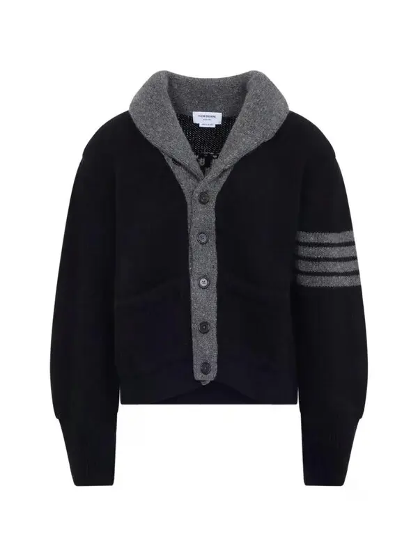 Thom Browne 4-bar Shawl-collar Cardigan - Black