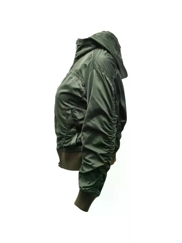 Vince Ruched Hooded Bomber Jacket