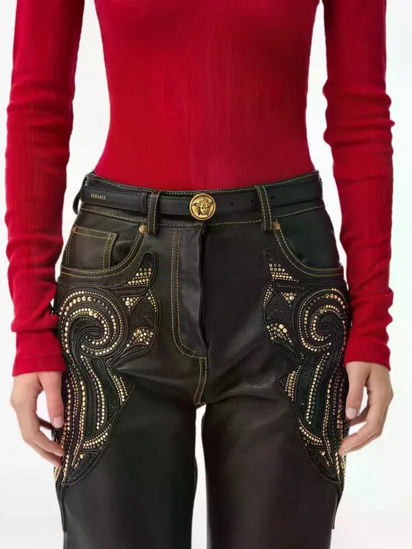 Versace Leather Belt 2 Cm - Black