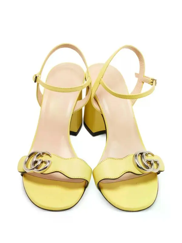 Gucci Double G Ankle Strap Block Heel Sandals